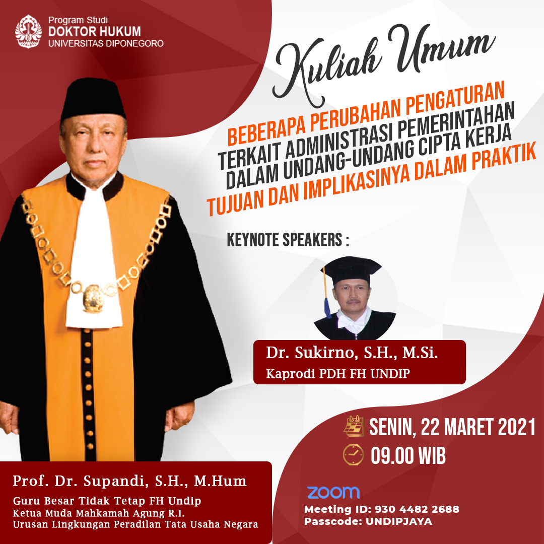 Kuliah Umum Program Studi Doktor Hukum FH UNDIP - Fakultas Hukum UNDIP Kuliah Umum Program Studi Doktor Hukum FH UNDIP - Fakultas Hukum UNDIP